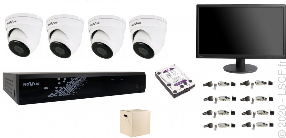 NKIT-4Df-IPPRO Novus Kit 4 caméras Dôme IP 5 mégapixels 2.8mm avec DVR ...