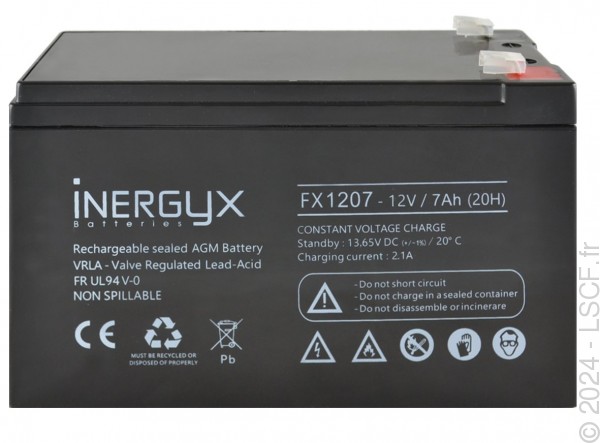 BAT12V7A Batterie rechargeable 12Vdc 7Ah recyclable pour système de ...